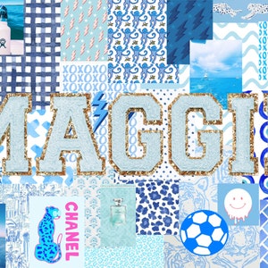 Custom Blue Preppy Monogram Desktop Wallpaper Collage - Etsy