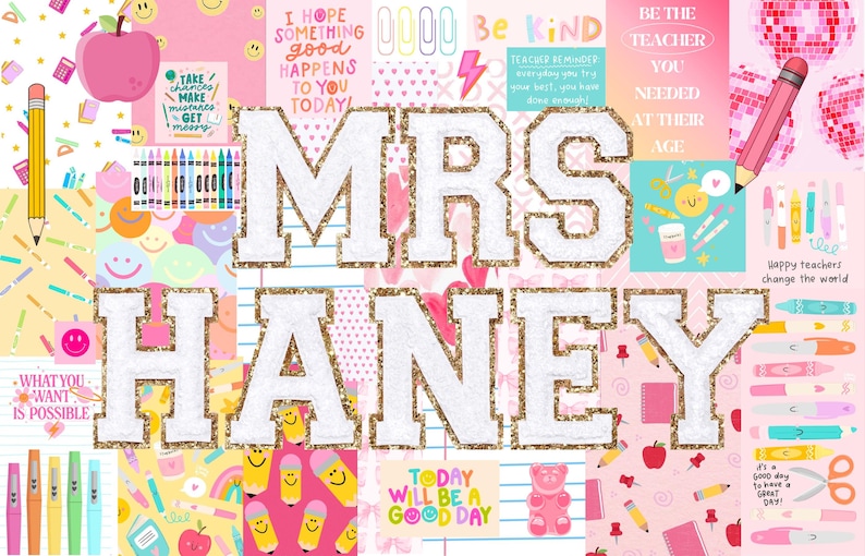 Custom Teacher Preppy Monogram Desktop Wallpaper Collage - Etsy