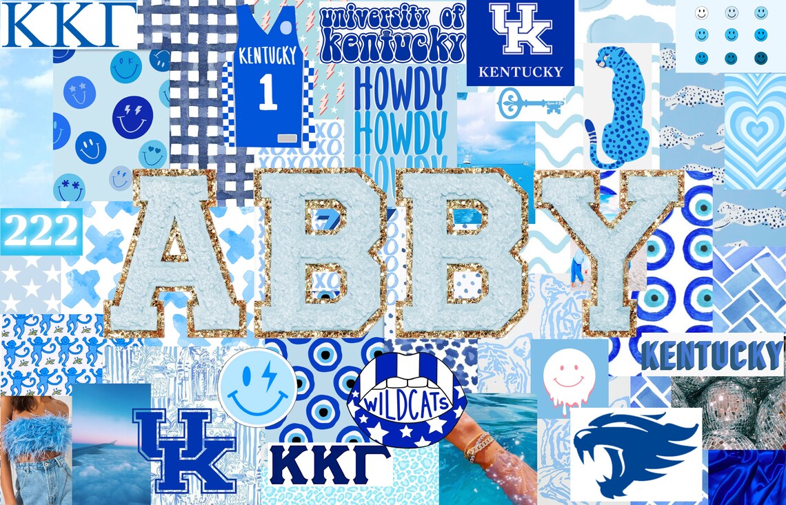 Custom Blue Preppy Monogram Desktop Wallpaper Collage - Etsy