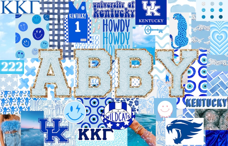 Custom Blue Preppy Monogram Desktop Wallpaper Collage - Etsy