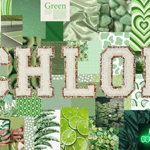 Custom Green Preppy Monogram Desktop Wallpaper Collage - Etsy
