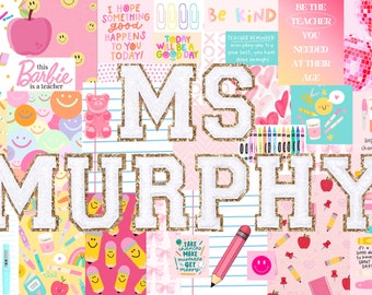 Custom Pink Preppy Monogram Desktop Wallpaper Collage - Etsy