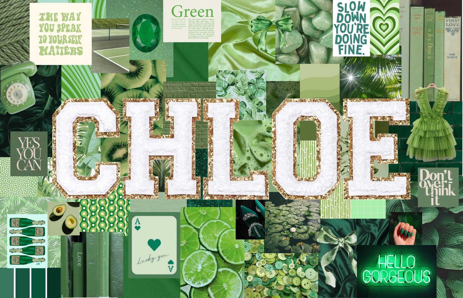 Custom Green Preppy Monogram Desktop Wallpaper Collage - Etsy
