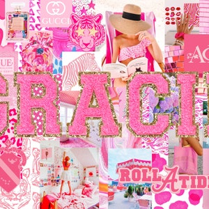 Custom Pink Preppy Monogram Desktop Wallpaper Collage - Etsy