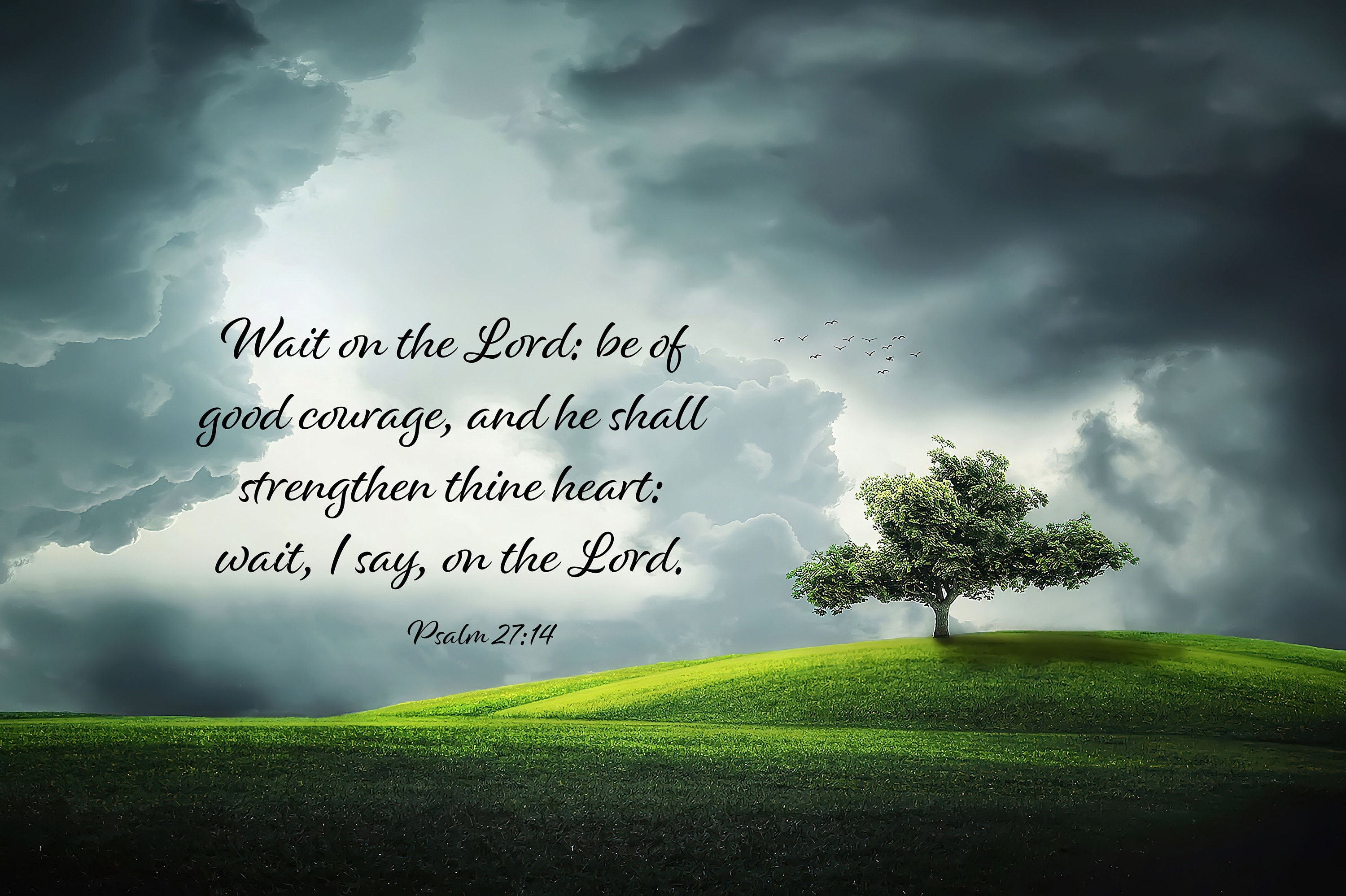 Psalm 27:14 Scripture Canvas, Inspirational Wall Art Prints-expressions ...