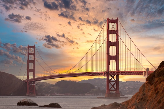 Golden Gate Bridge At Sunrise