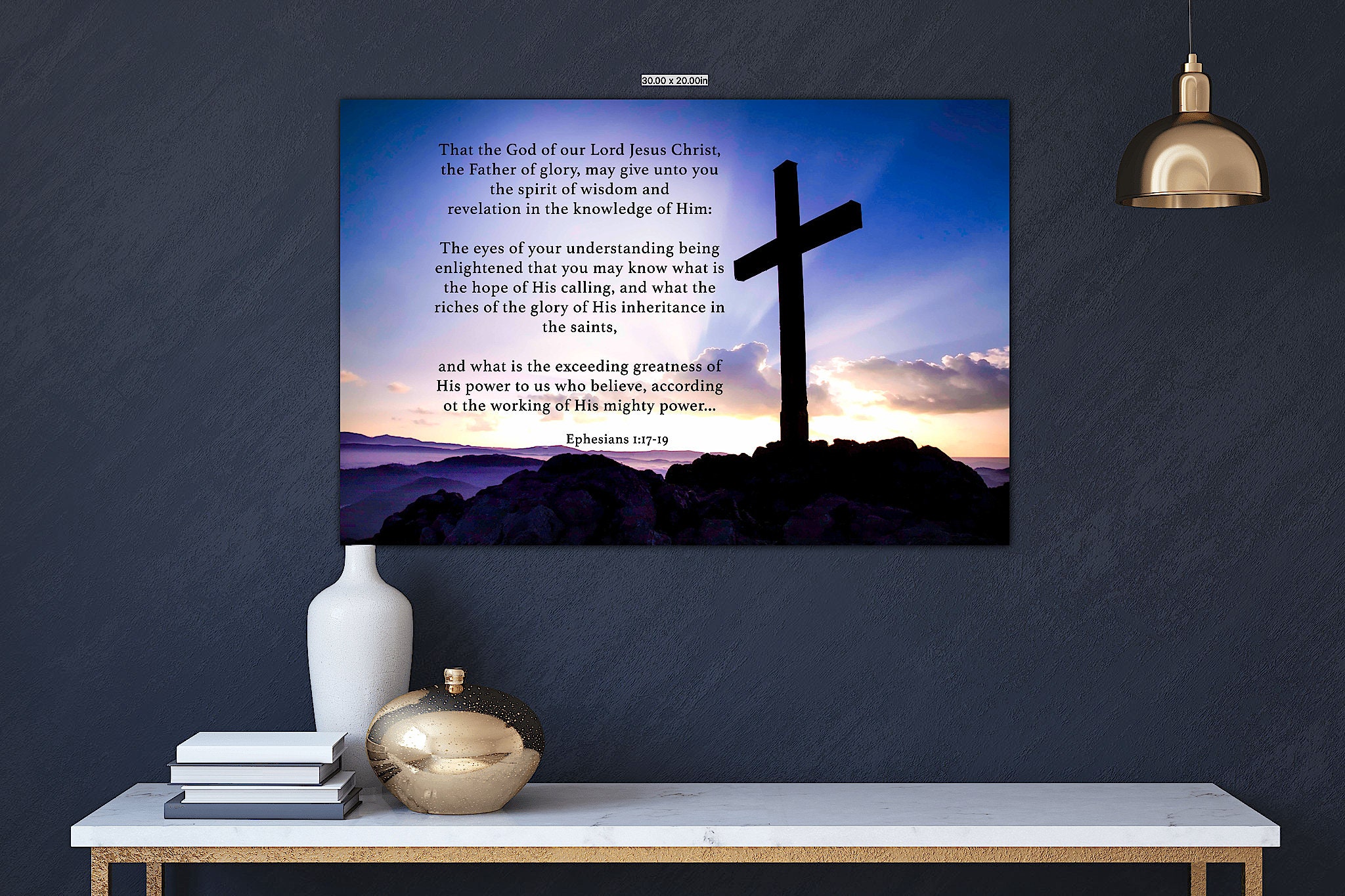 Ephesians 1:17-19, Christian Inspirational Canvas Wall Art Prints ...