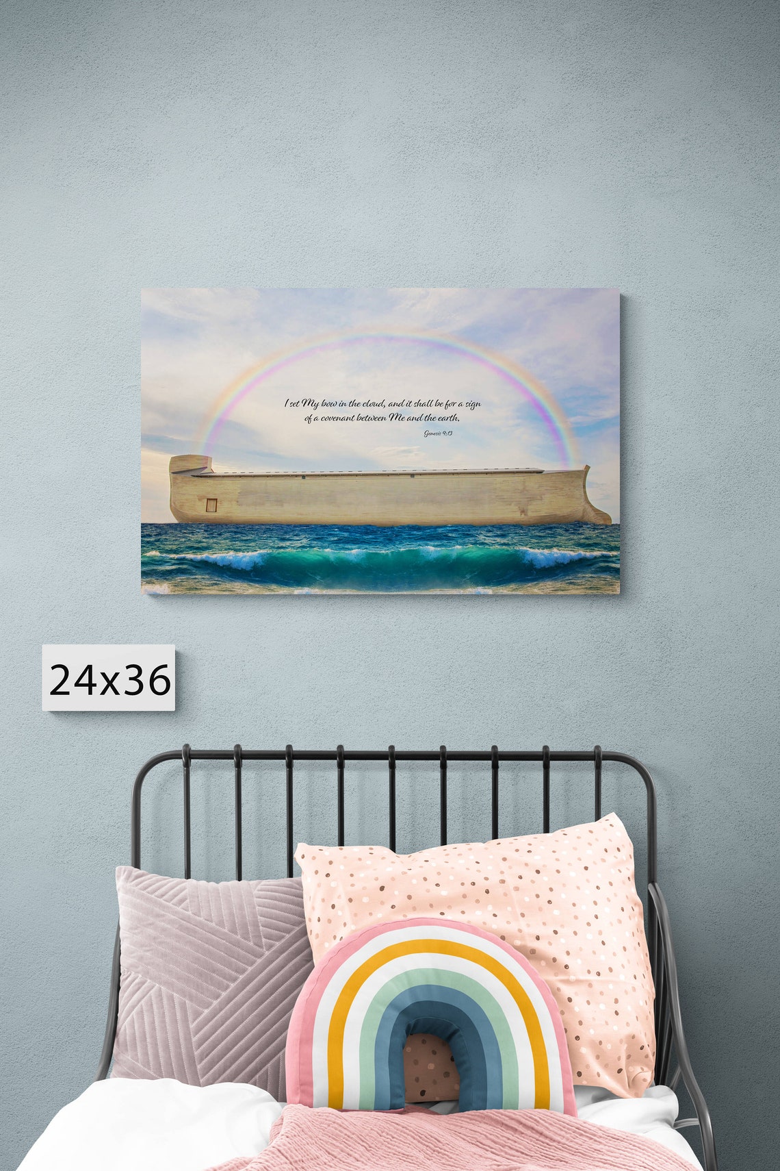 Genesis 9:13, Noah's Ark Photo Verse, Inspirational Canvas Wall Art ...