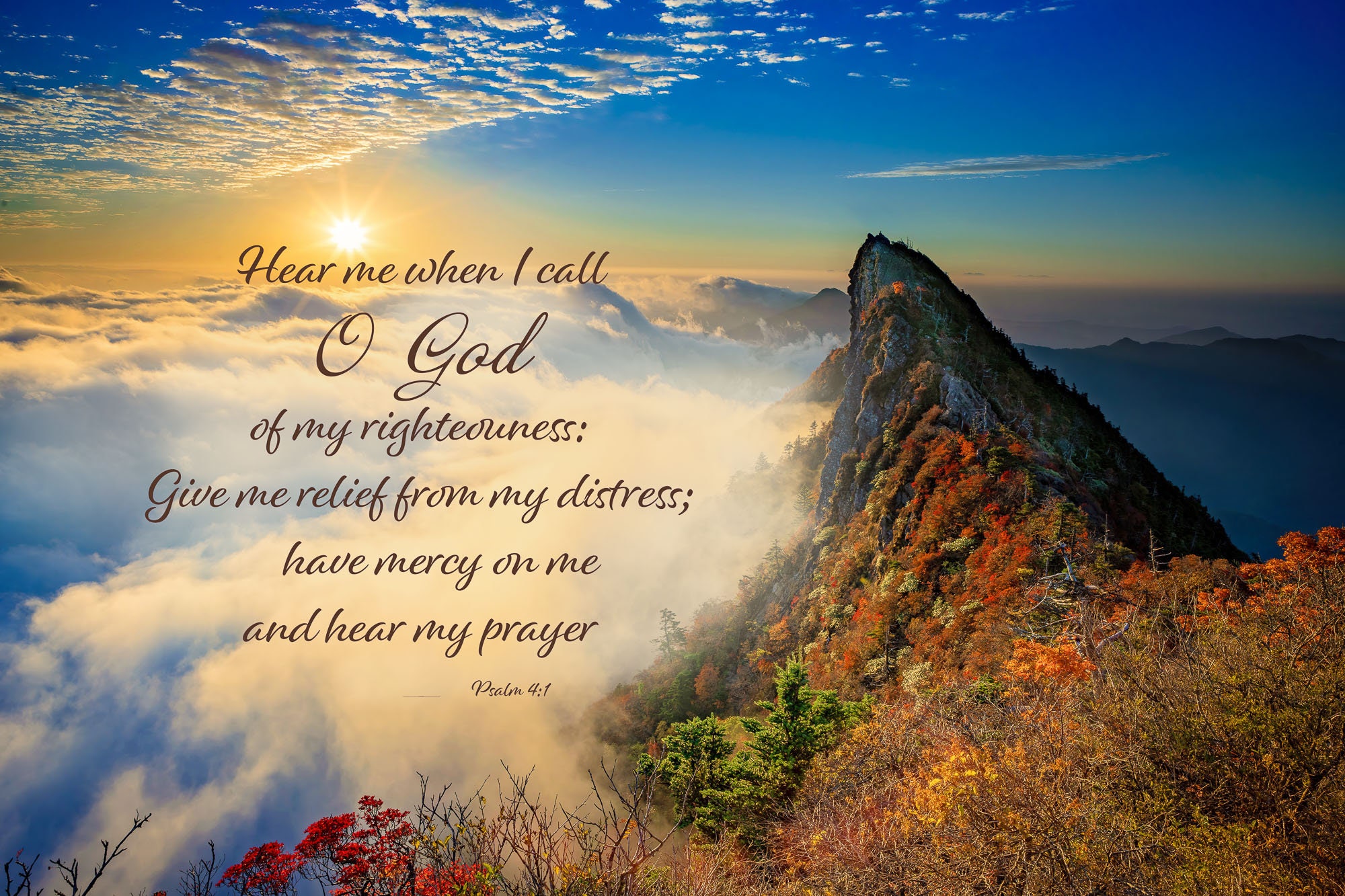 Psalm 4-1 Hear Me O God, Inspirational Canvas Wall Art Prints, Mountain ...