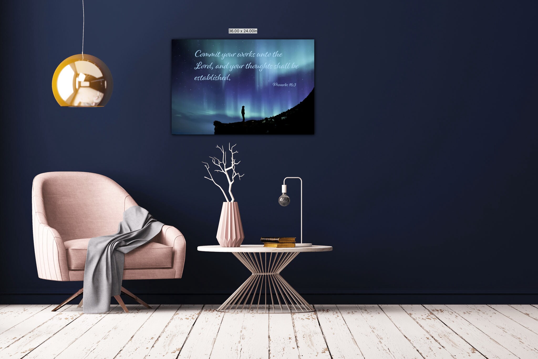 Proverbs 16:3 Aurora Borealis Background,inspirational Art, Canvas Wall ...