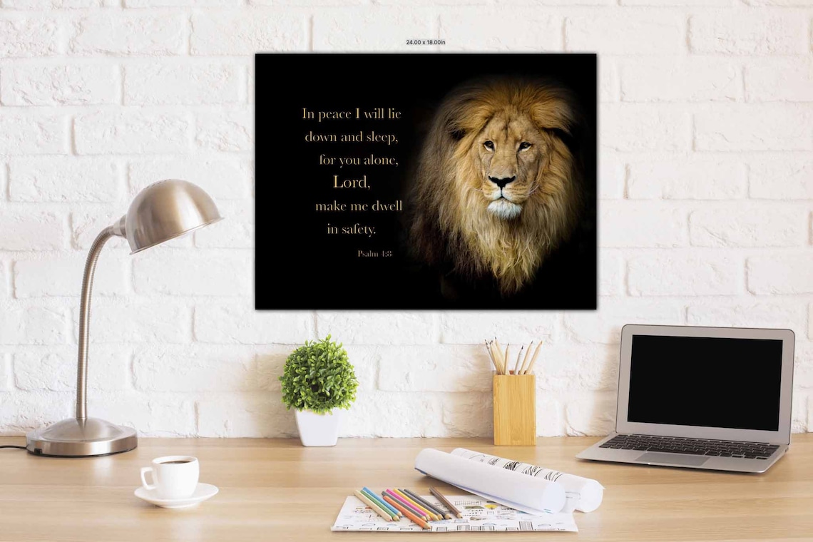 Psalm 4:8 Bible Verse Canvas, Scripture Art Pictures, Inspirational ...