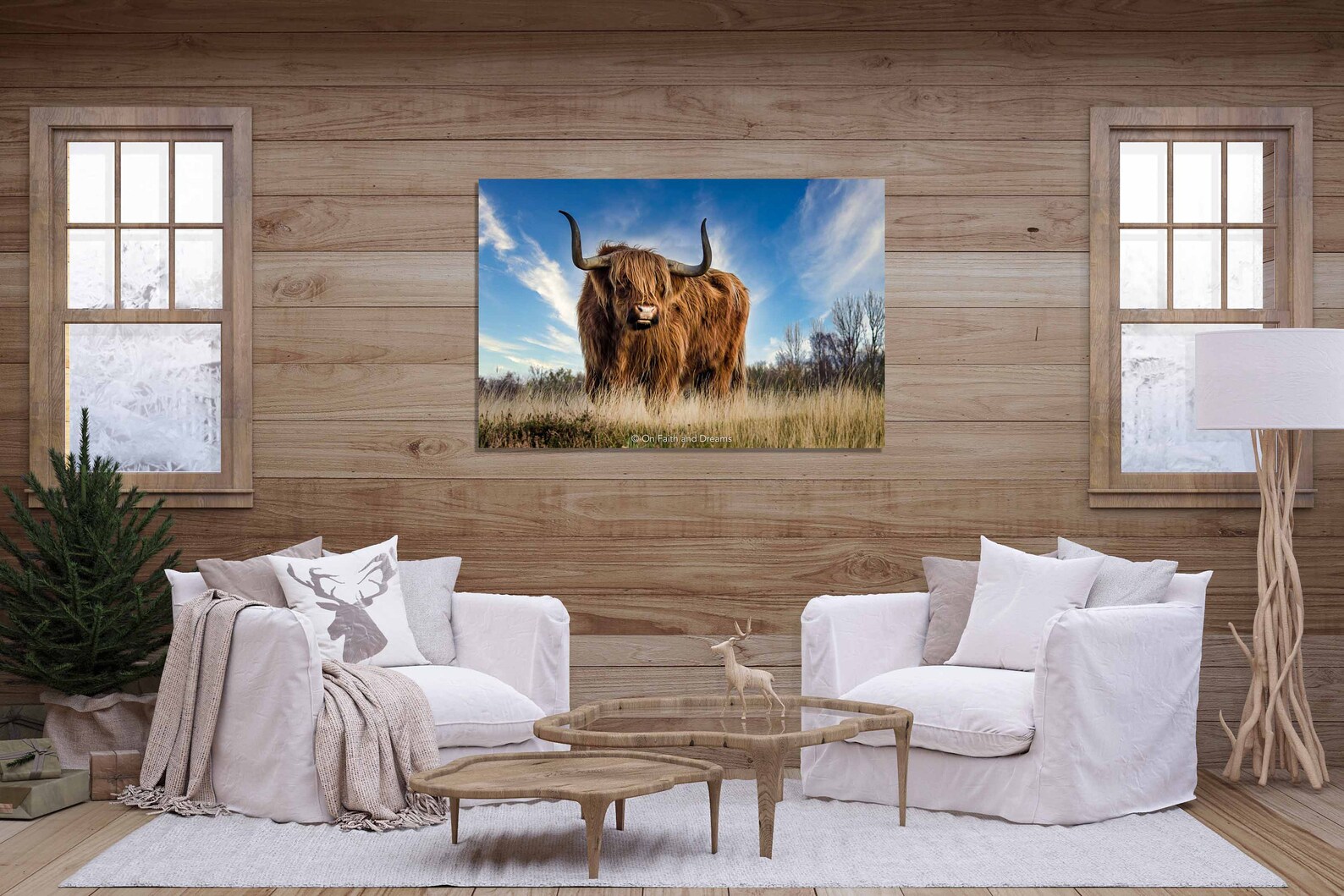 Highland Cow Canvas, Farmhouse Wall Decor, Highland Cow Photo Print ...