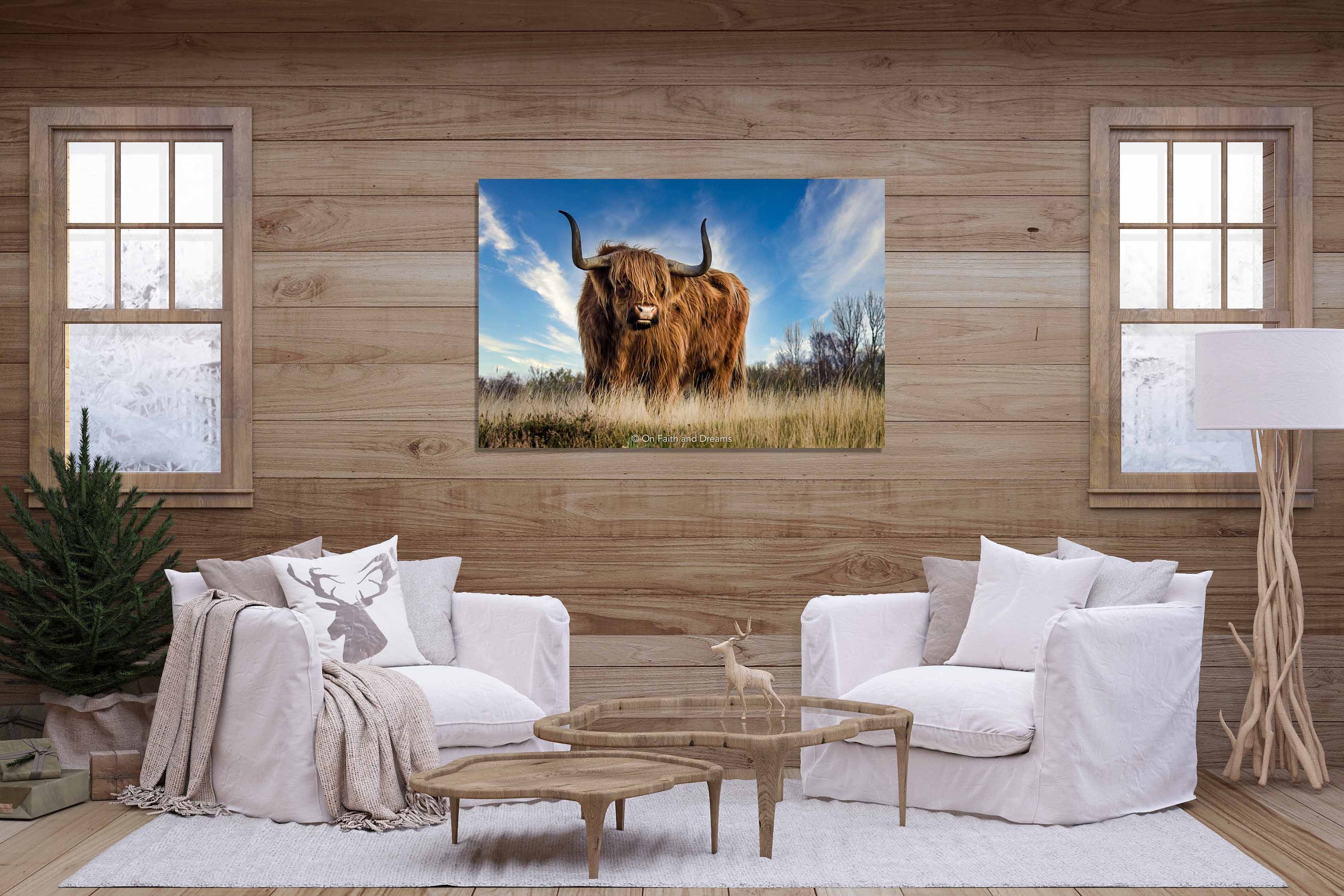 Highland Cow Canvas, Farmhouse Wall Decor, Highland Cow Photo Print, Scottish Cow Photo ...