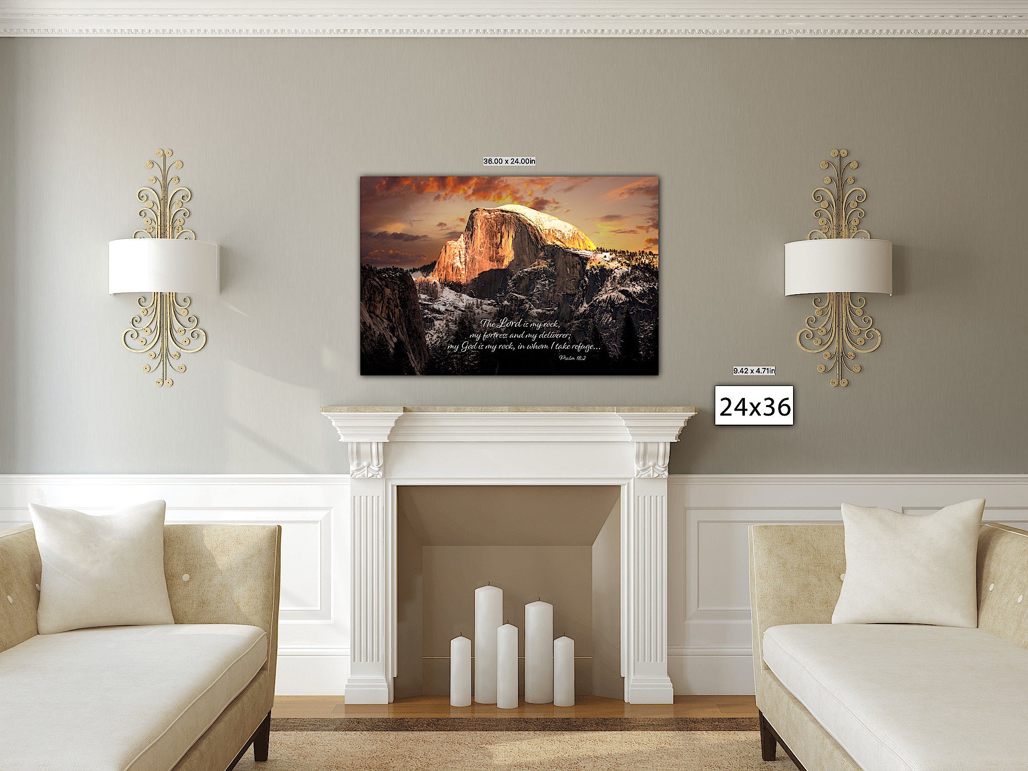 Psalm 18:2, the Lord is My Rock, Christian Inspirational Canvas Wall ...