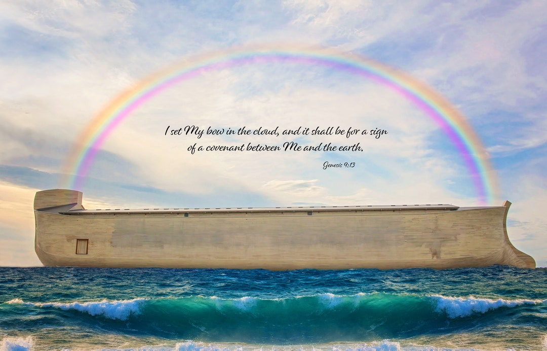Genesis 9:13, Noah's Ark Photo Verse, Inspirational Canvas Wall Art ...