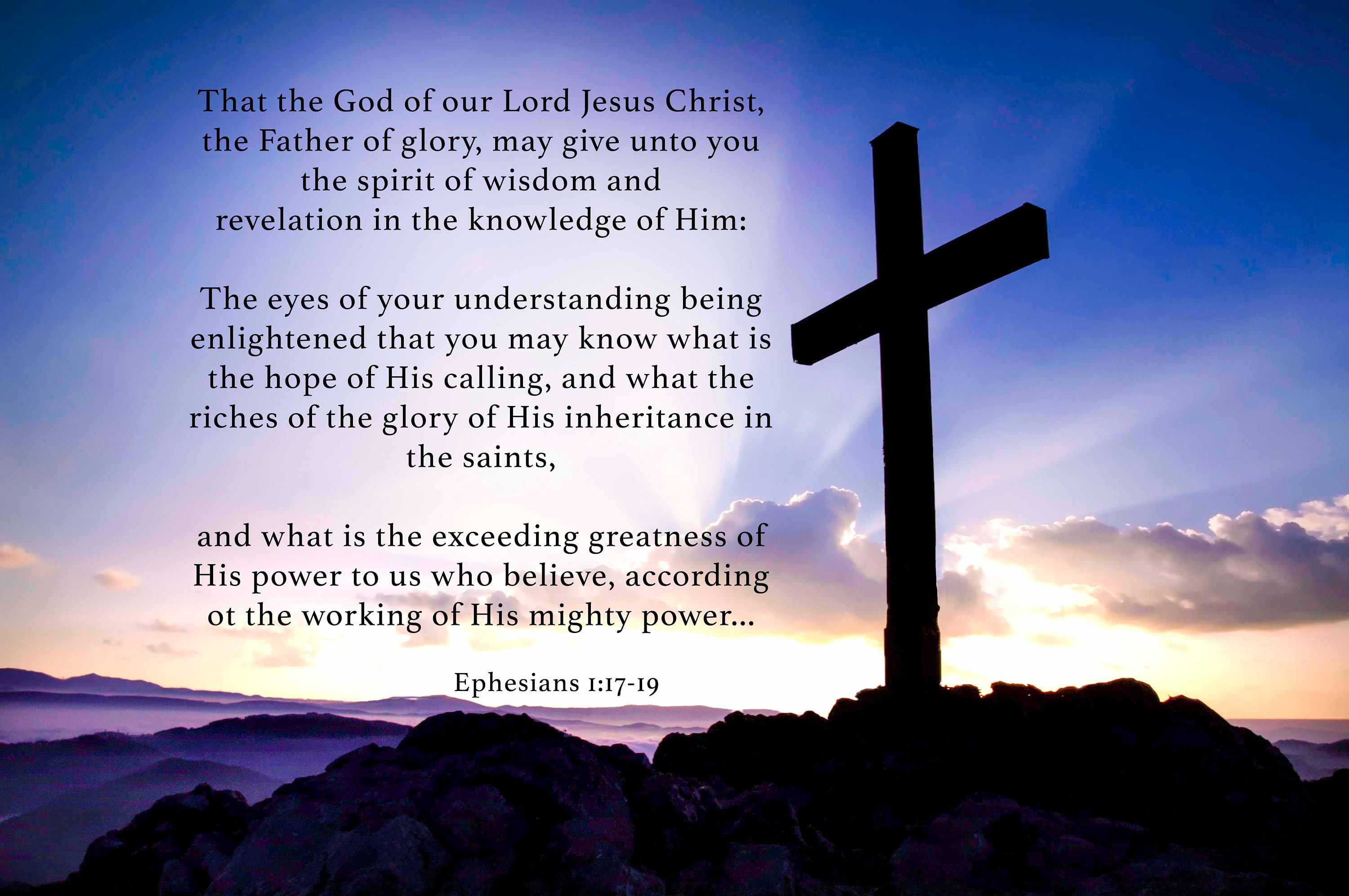 Ephesians 1:17-19, Christian Inspirational Canvas Wall Art Prints, Christian Scripture Decor for ...