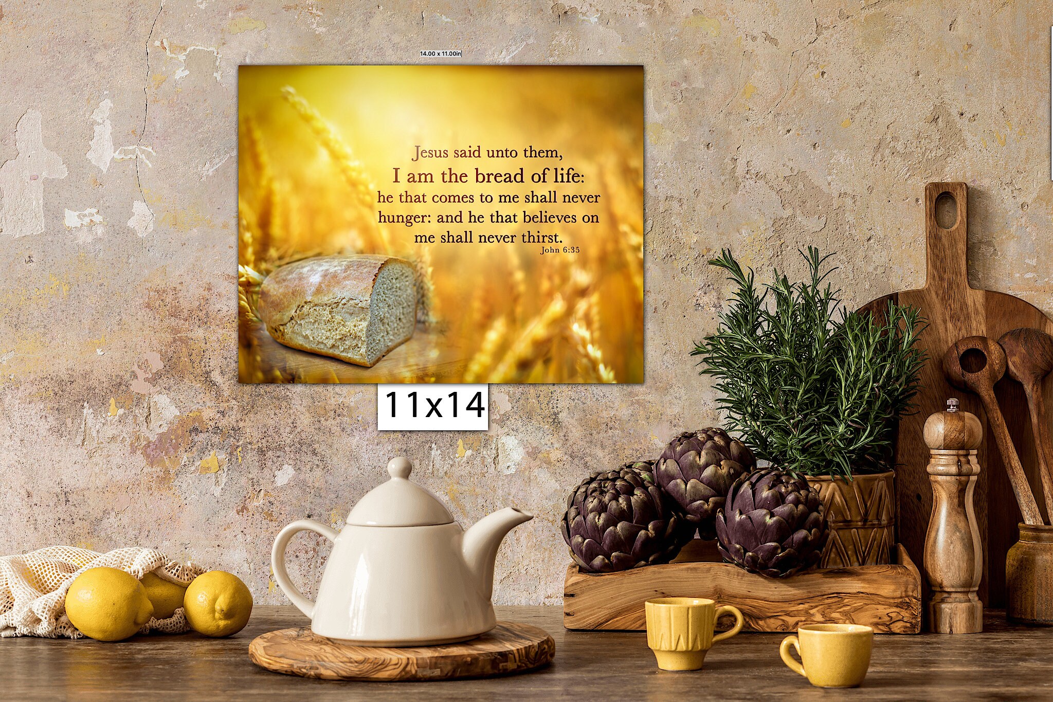 John 6-35 Jesus Said I Am the Bread of Life, Inspirational Canvas Wall Art Prints, Christian ...