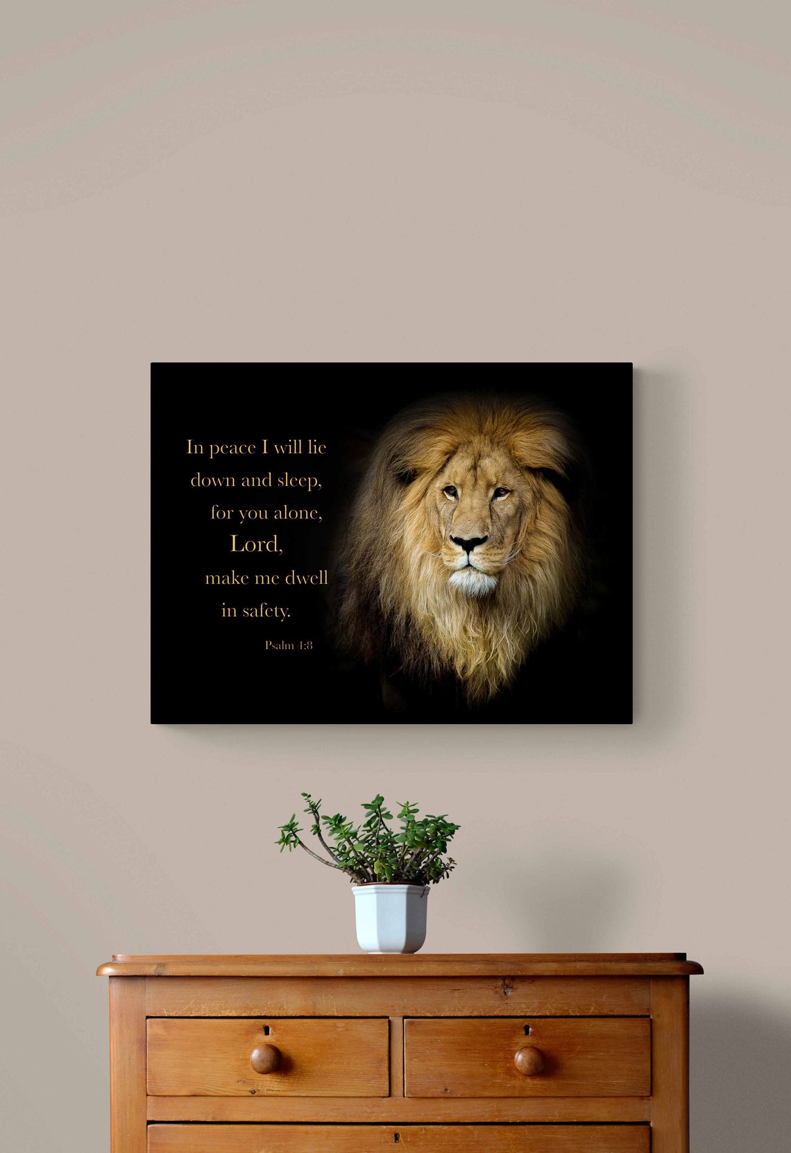Psalm 4:8 Bible Verse Canvas, Scripture Art Pictures, Inspirational ...