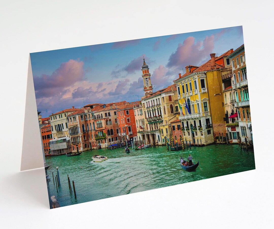 Venice Canal Sunset Greeting Card, 5x7 Blank Inside With Envelope ...