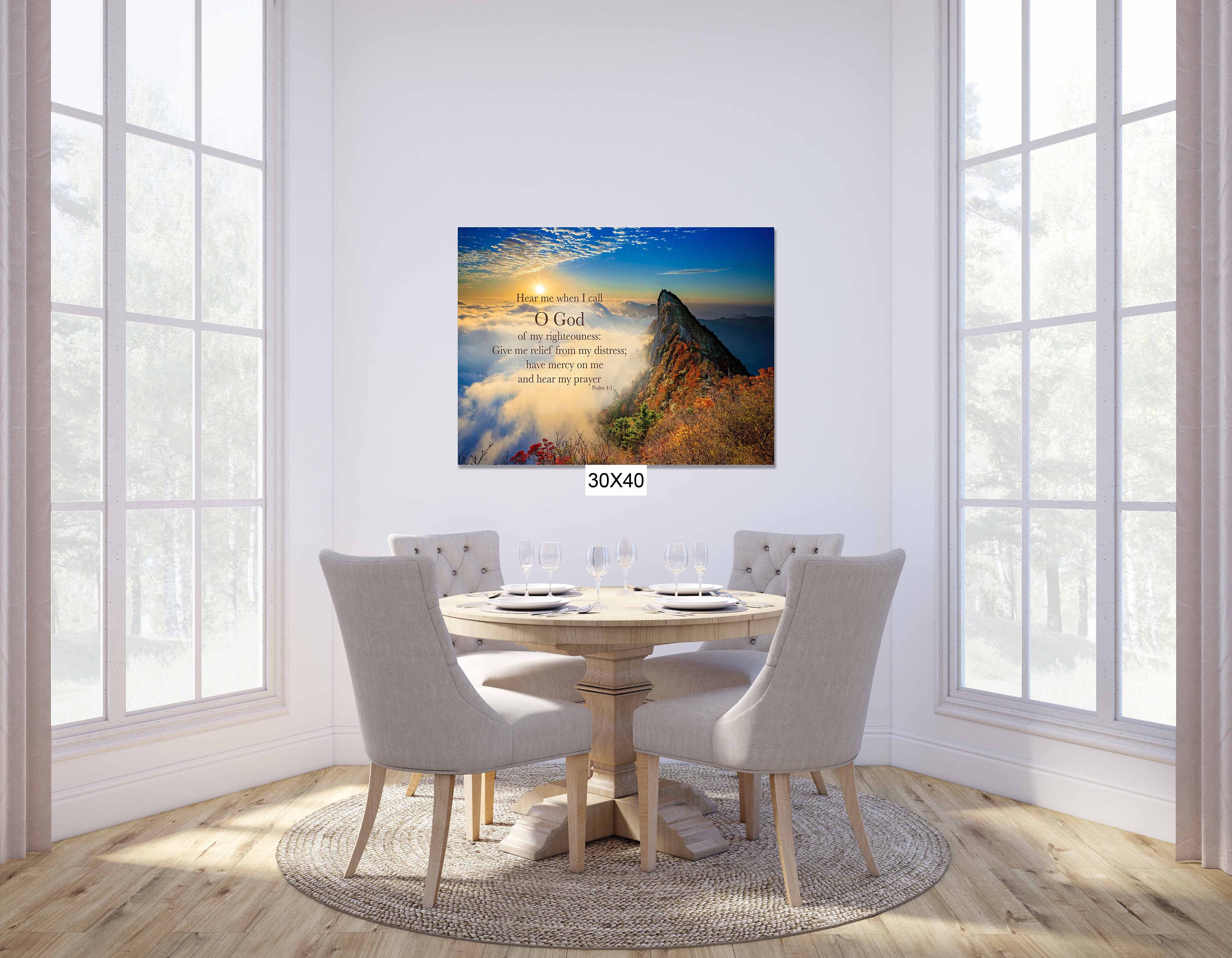 Psalm 4-1 Canvas Art: Mountain Sunrise Scripture, Christian Home Decor ...