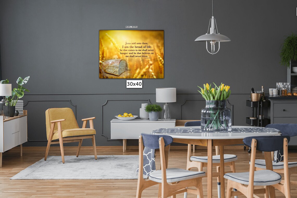 John 6-35 Jesus Said I Am the Bread of Life, Inspirational Canvas Wall Art Prints, Christian ...