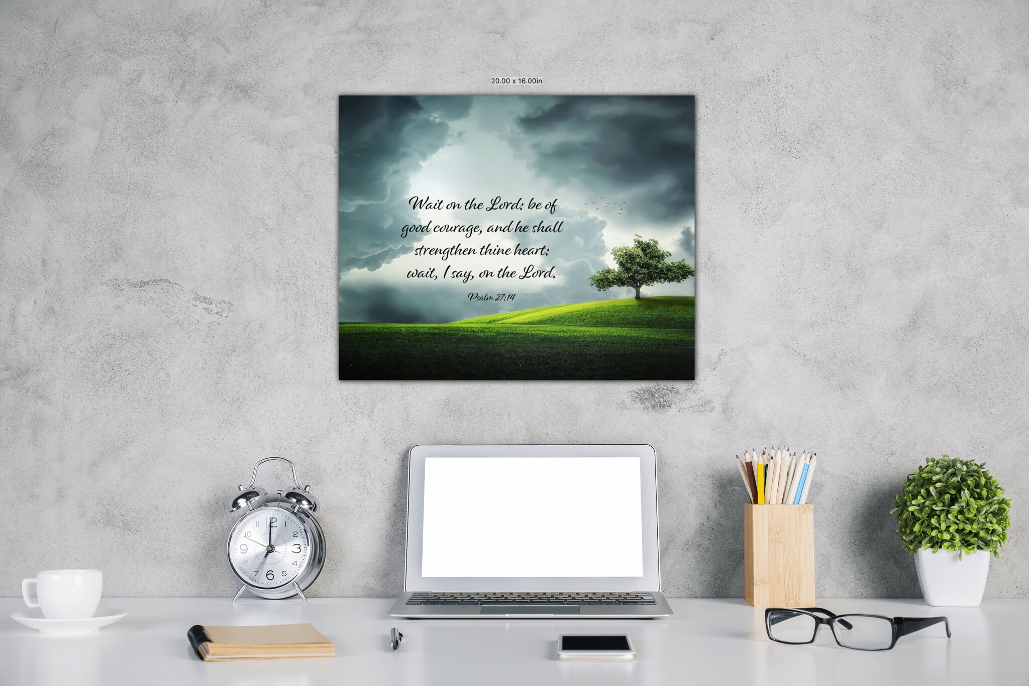 Psalm 27:14 Scripture Canvas, Inspirational Wall Art Prints-expressions ...