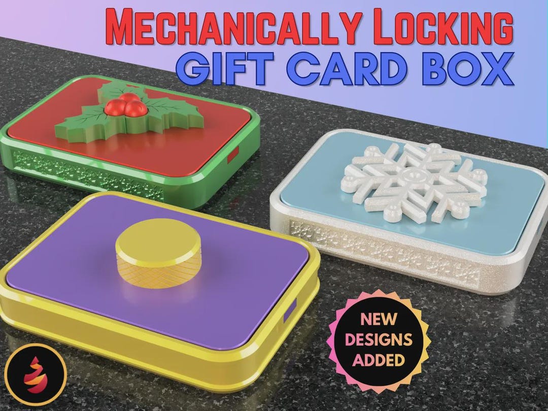 Mechanical Gift Card Box, Puzzle Lock Interactive (3D Printed, Holiday ...