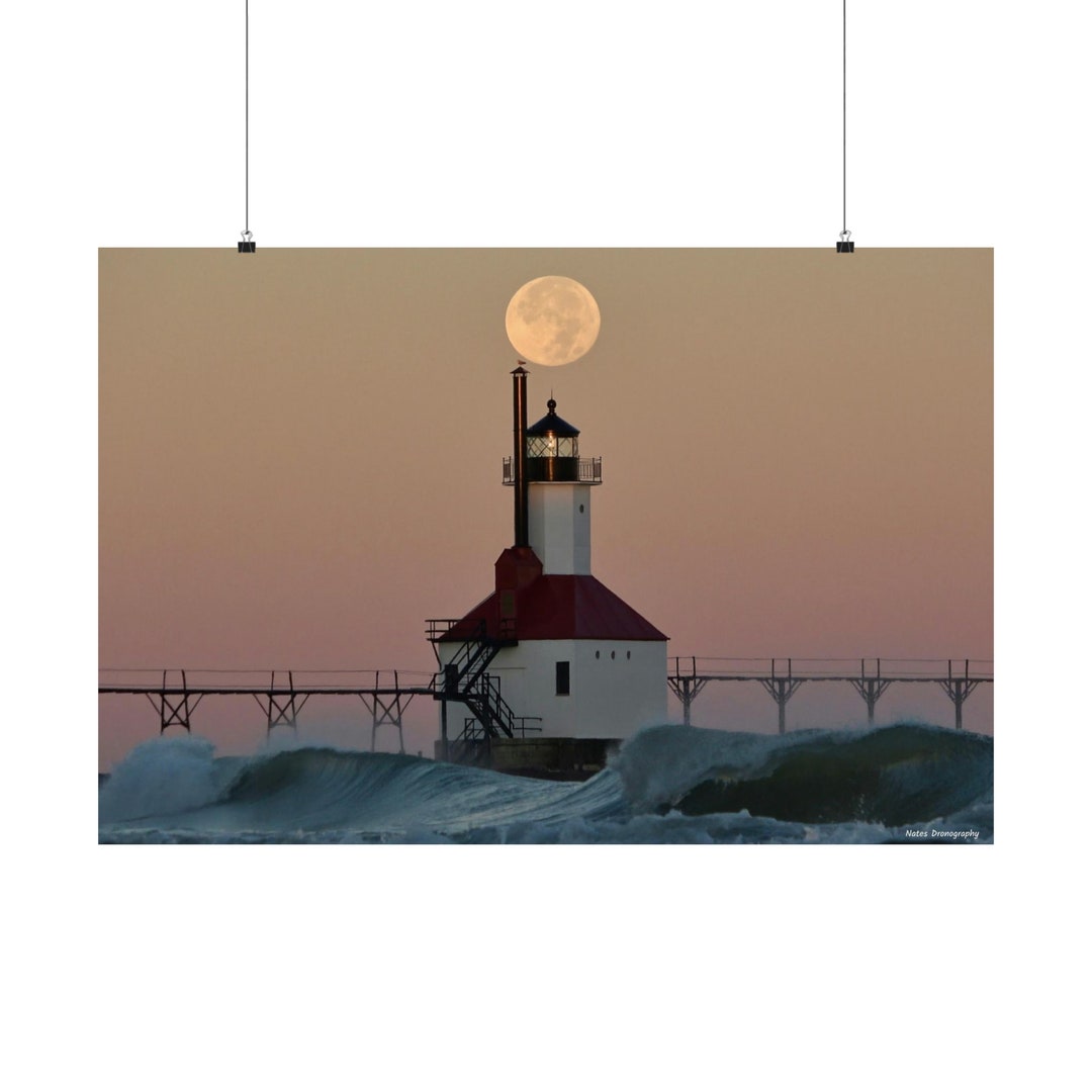 Unframed Poster, Blue Super Moonset, Wall Art, Wall Prints, Rolled up ...