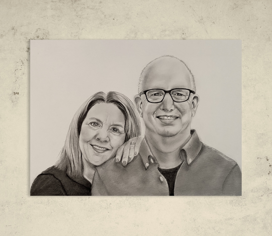 Couples Portrait Drawing, Hand Drawn Sketch, Pencil Drawing ...