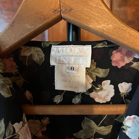 Vintage Moda Intl Sheer Wrap Dress Black Floral S/M - Gem