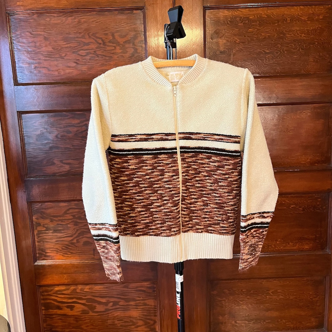 Vintage Terry Cloth Neutral Space Dye Zip Front Cardigan XS/S - Etsy