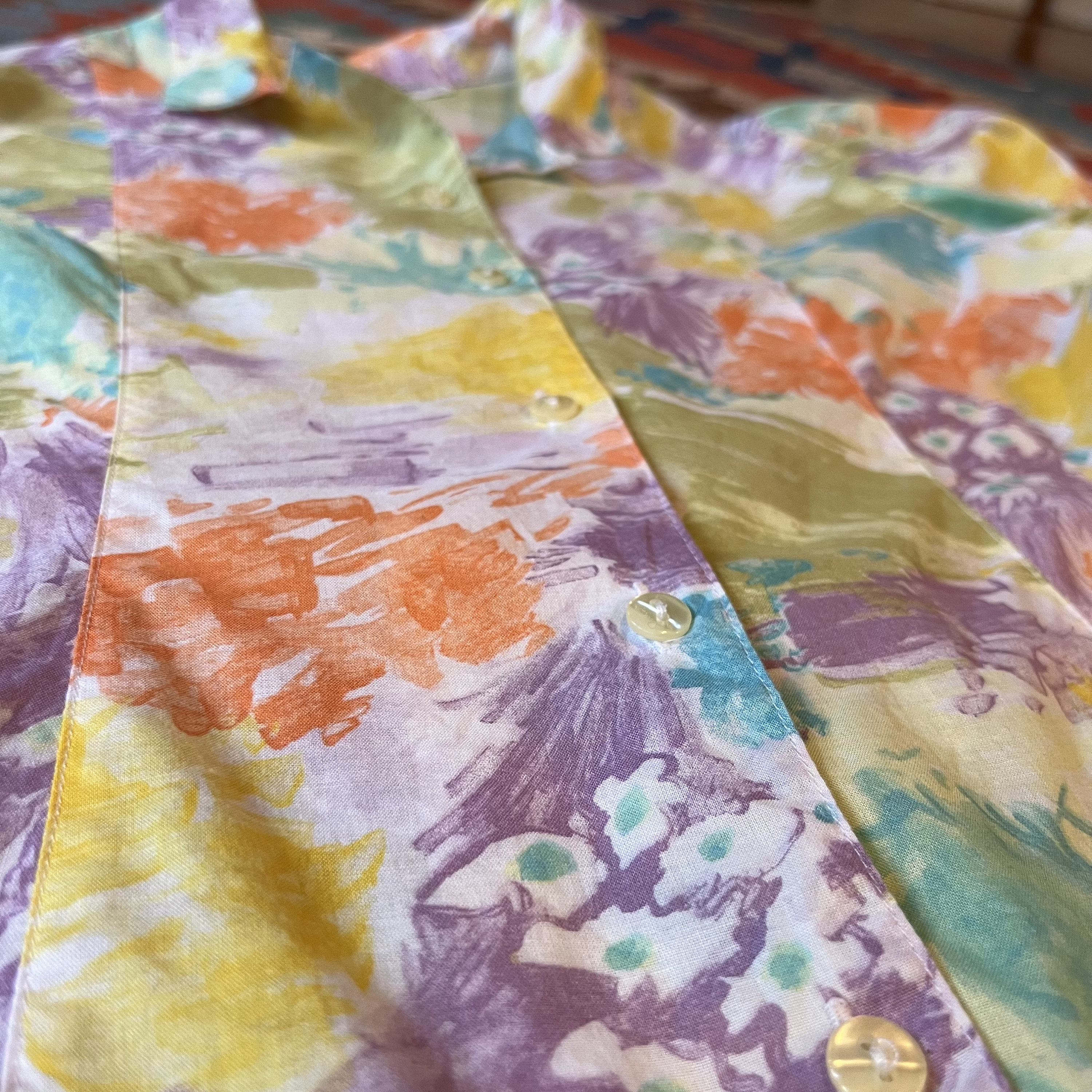 Vintage Jean Chancel Pastel Floral Cropped Blouse Vest Front Puff ...