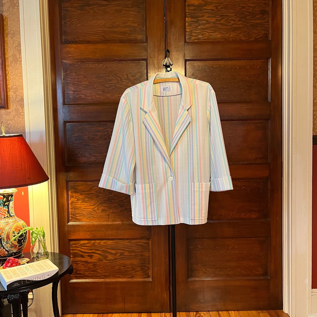 Vintage Cape Cod Match Mates Pastel Rainbow Stripe Blazer - Etsy