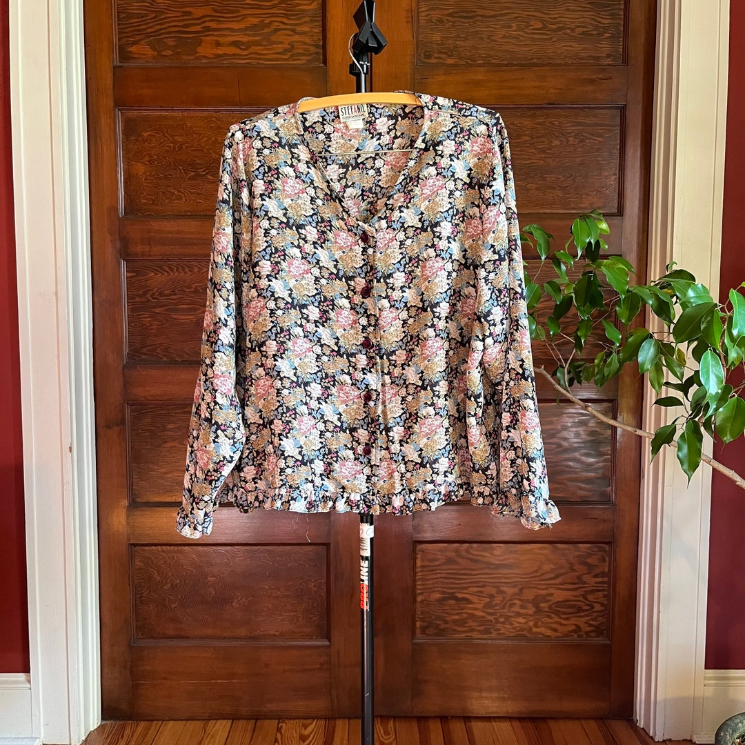 Vintage Stefano International Semi Sheer Floral Blouse L/XL - Etsy