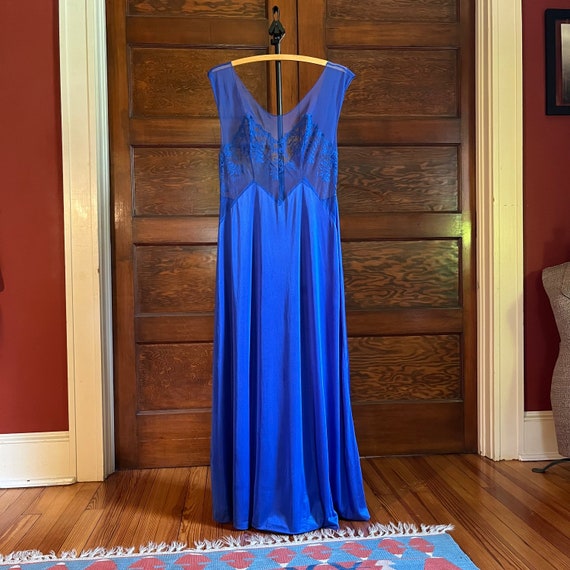 Val Mode Royal Blue Lace Long Lingerie Maxi Slip Large - Gem