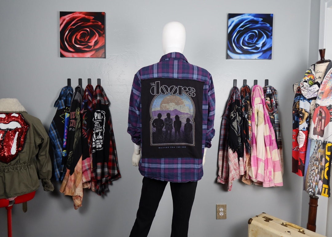 Handmade Upcycled the Doors Waiting for the Sun Flannel Purple Plaid ...