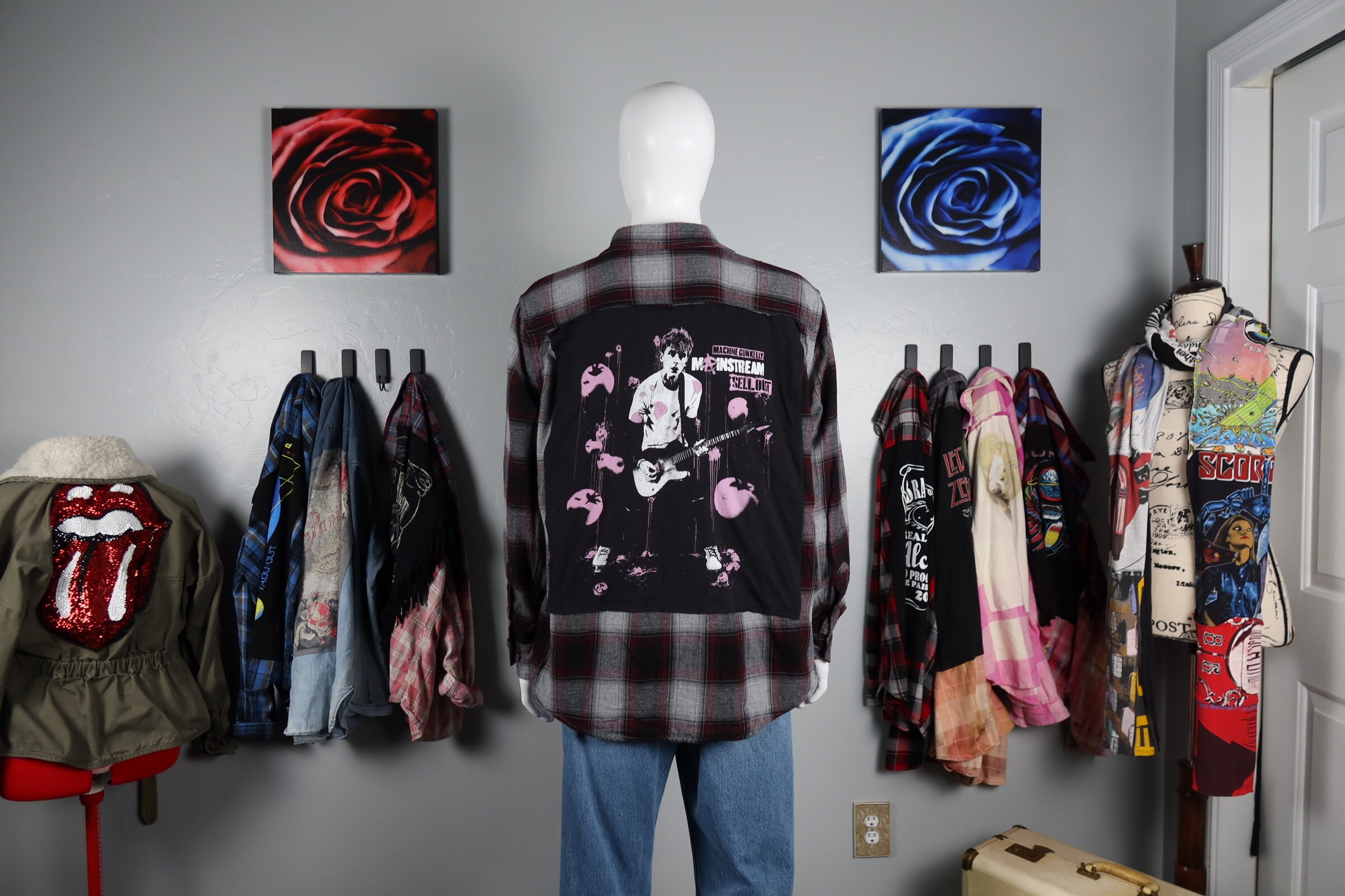 Handmade Upcycled Machine Gun Kelly MGK Purple Gray Black Flannel One ...