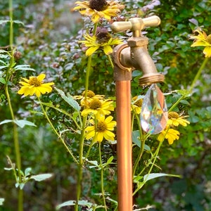 Crystal Droplet Copper Garden Art / Metal Garden Spigot Sculpture ...
