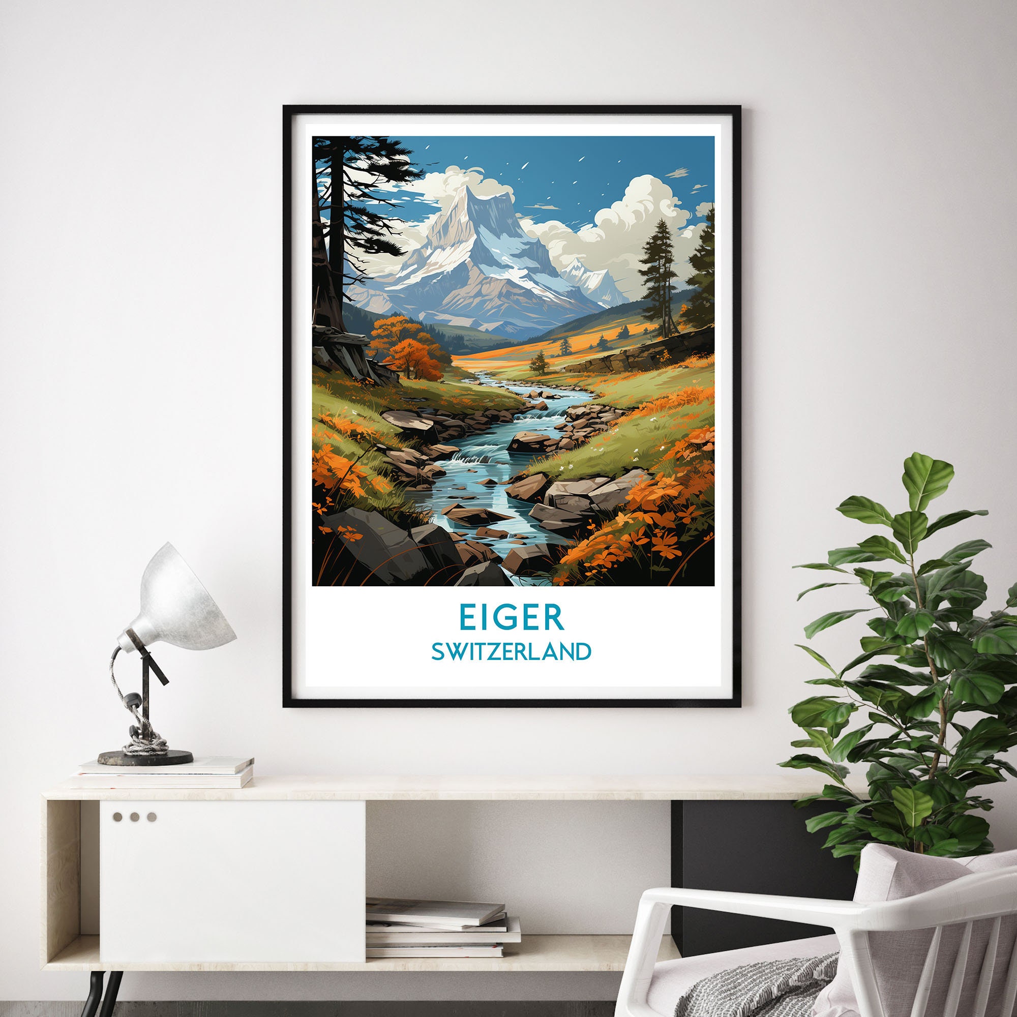 Eiger Travel Print Wall Art Eiger Wall Hanging Home Décor Eiger Gift ...