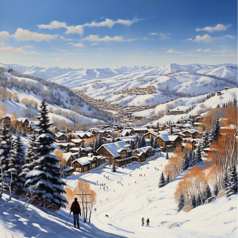 Deer Valley Ski Resort Utah Print Gift Art Lovers Utah Art Poster Ski ...