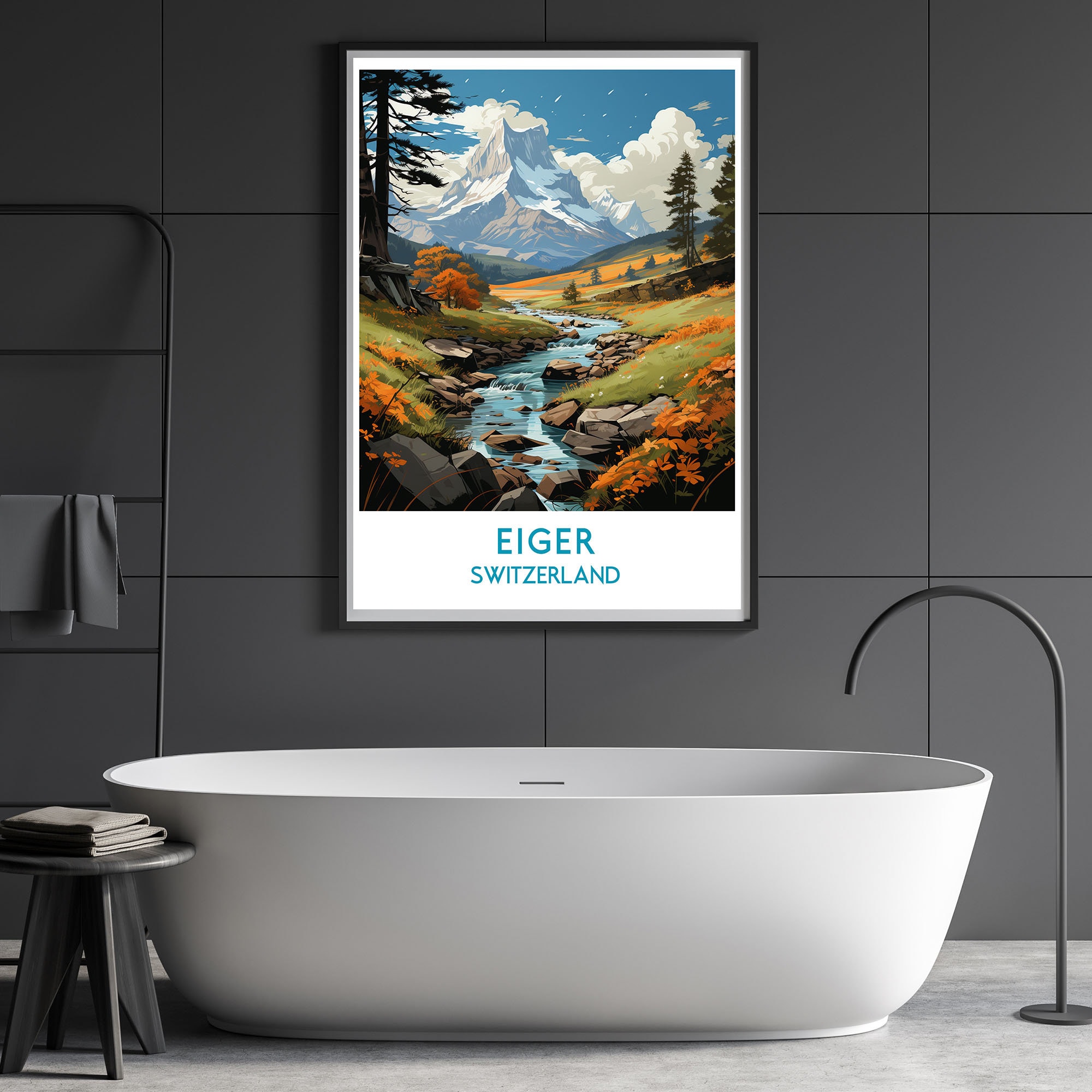 Eiger Travel Print Wall Art Eiger Wall Hanging Home Décor Eiger Gift ...