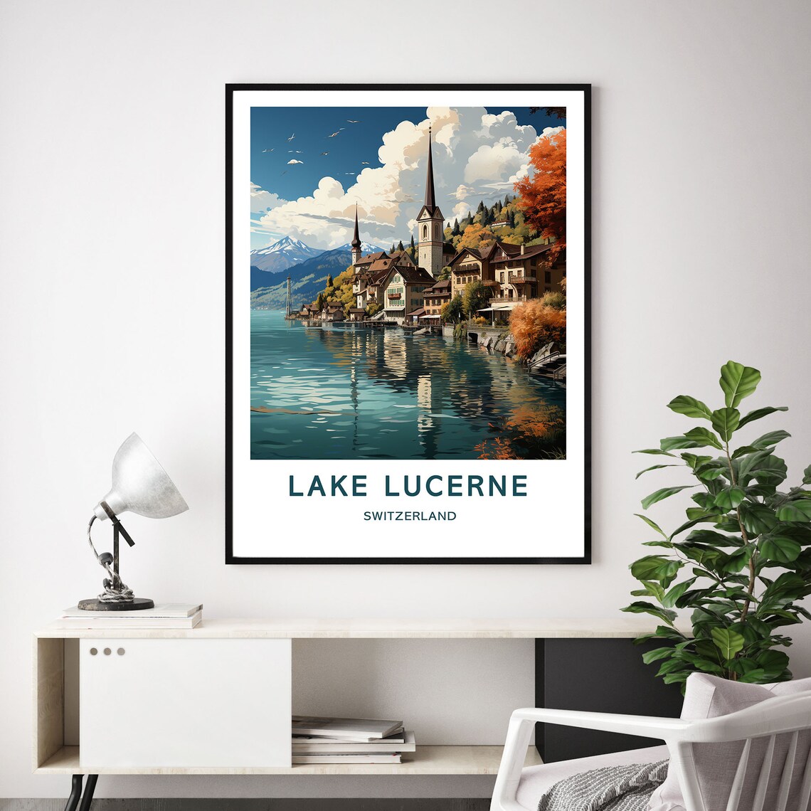 Lake Lucerne Travel Print Wall Art Lake Lucerne Wall Hanging Home Décor ...