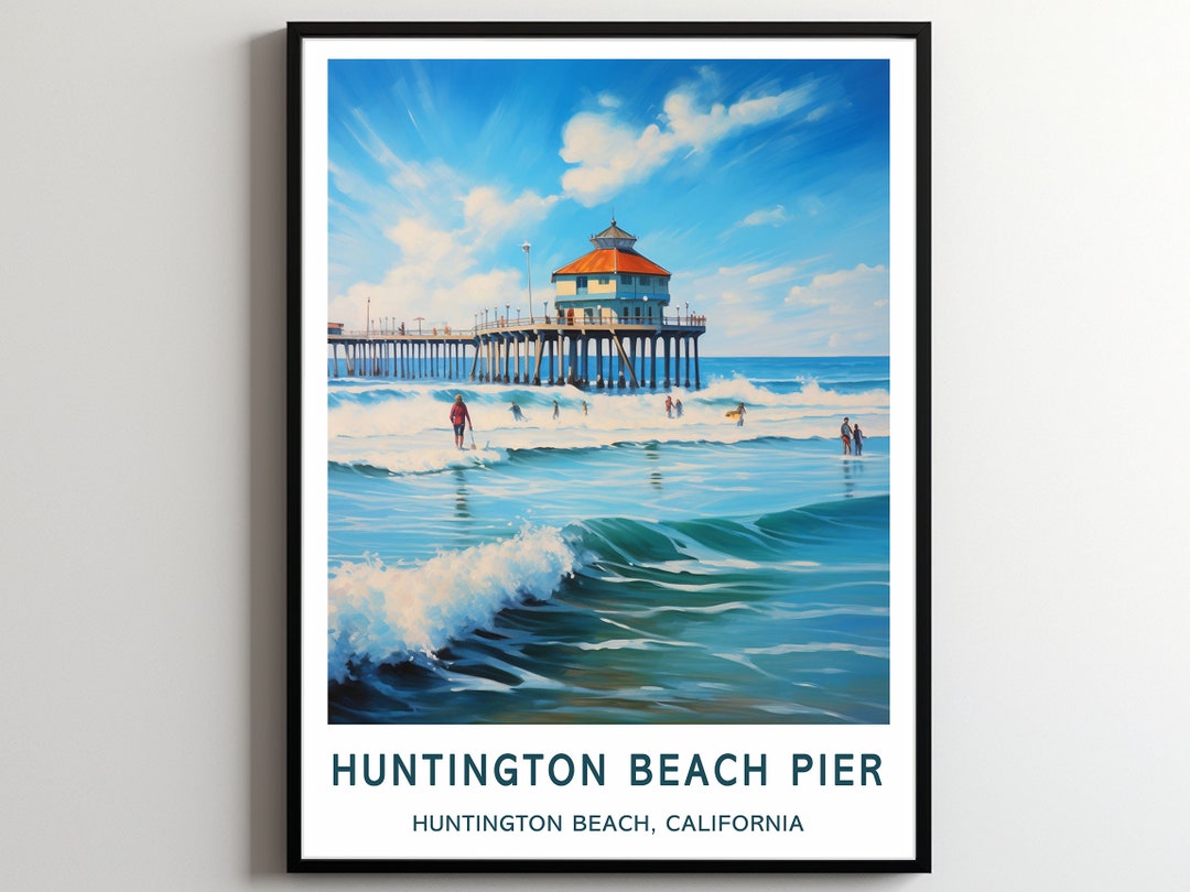 Huntington Beach Pier Travel Print Wall Art Huntington Beach Pier Surf ...