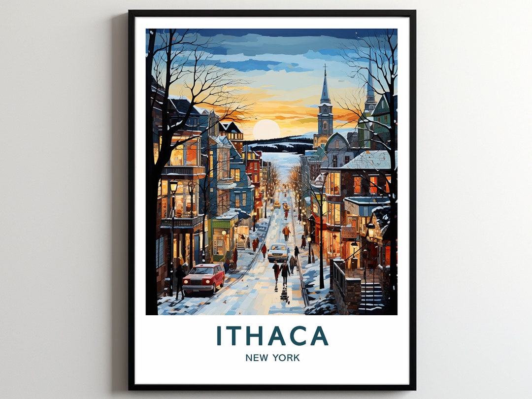 Ithaca Travel Print Wall Art Ithaca Wall Hanging Home Décor Ithaca Gift ...