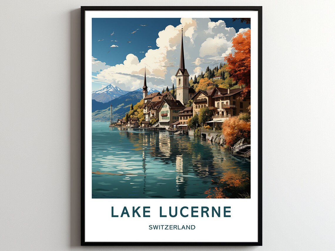 Lake Lucerne Travel Print Wall Art Lake Lucerne Wall Hanging Home Décor ...