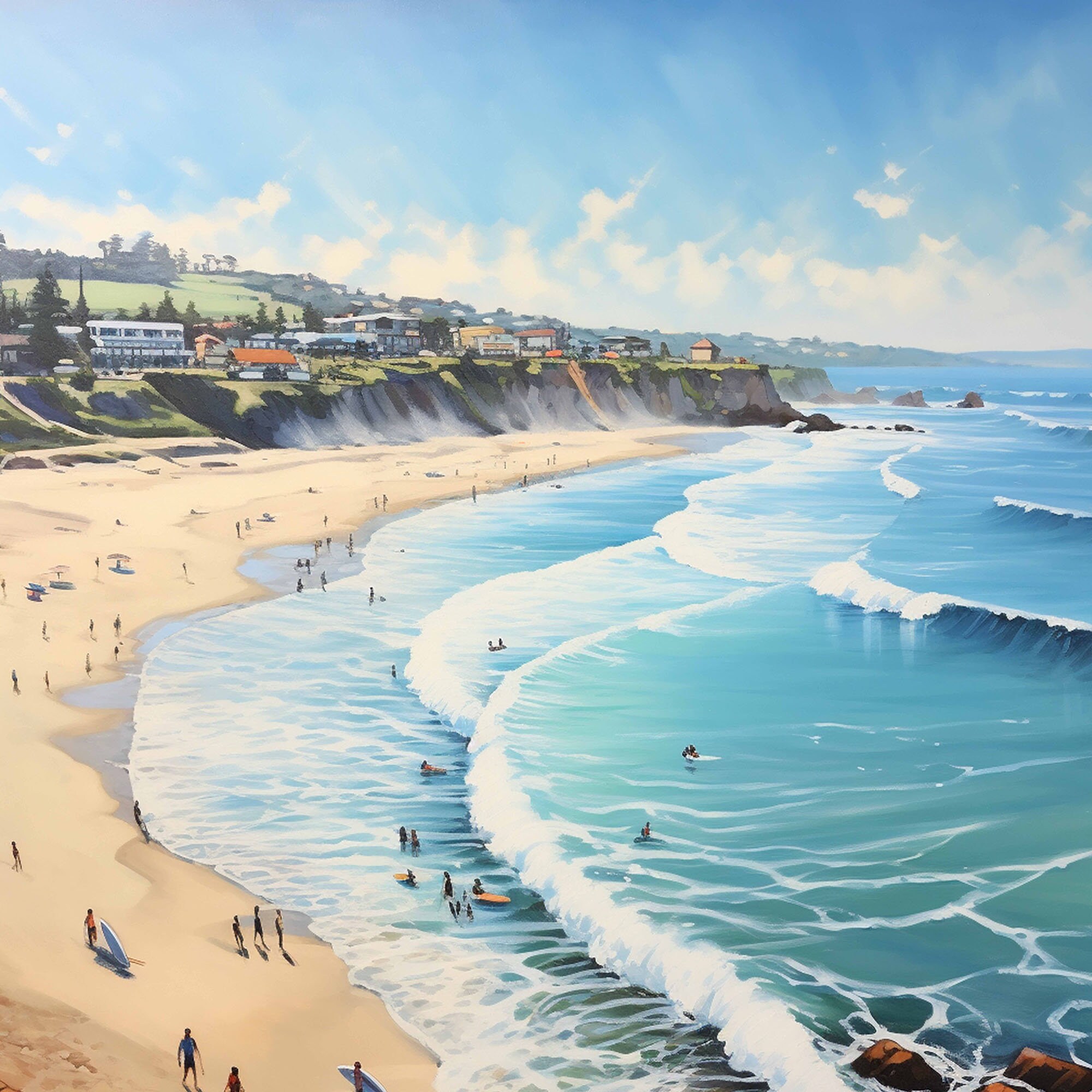 Linda Mar Travel Print Wall Art Linda Mar Surf Poster Linda Mar Surfing Print Pacifica Art ...