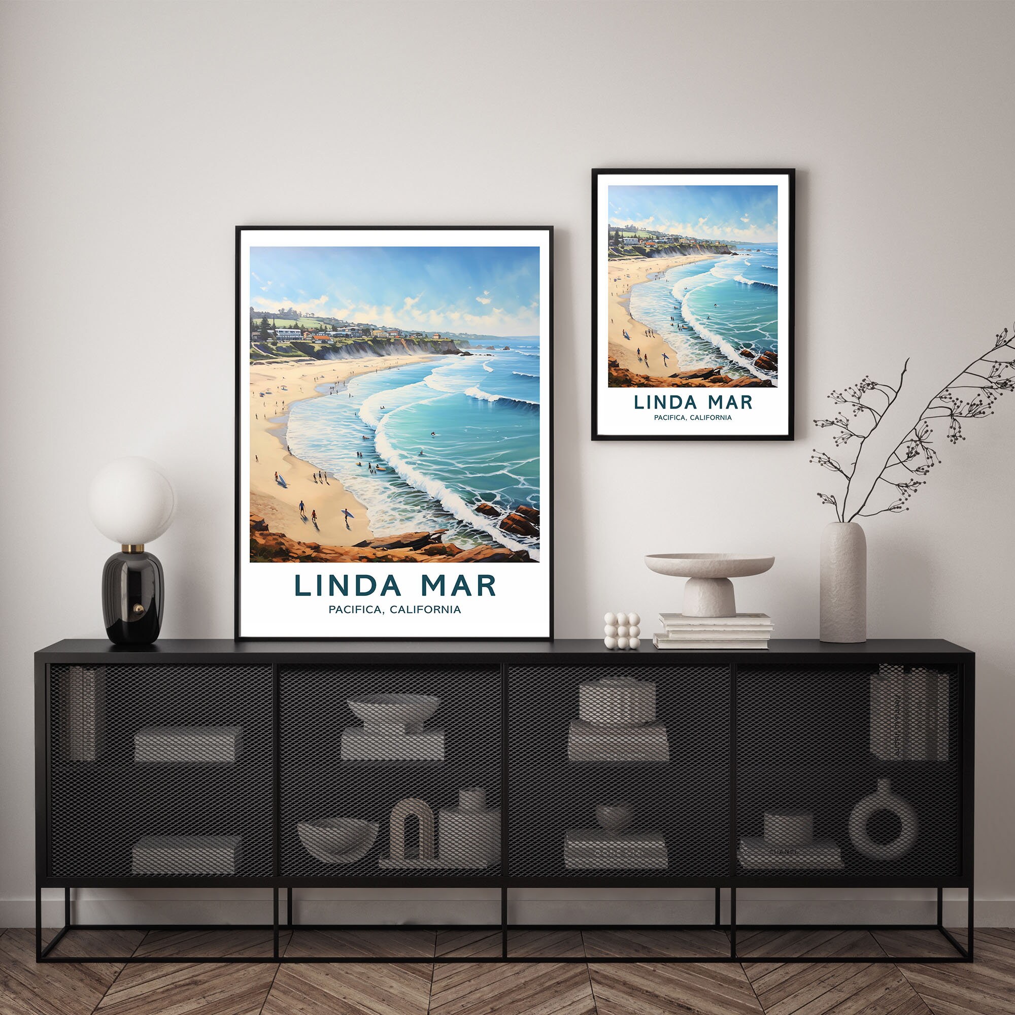 Linda Mar Travel Print Wall Art Linda Mar Surf Poster Linda Mar Surfing ...