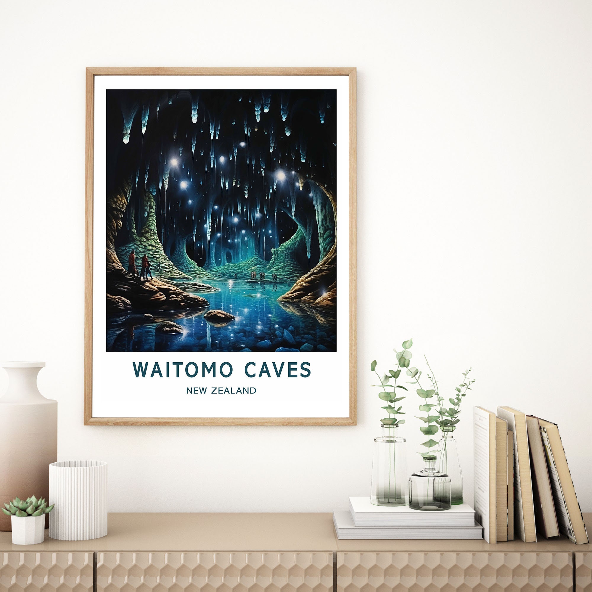 Waitomo Caves Travel Print Wall Art Waitomo Caves Wall Hanging Home ...
