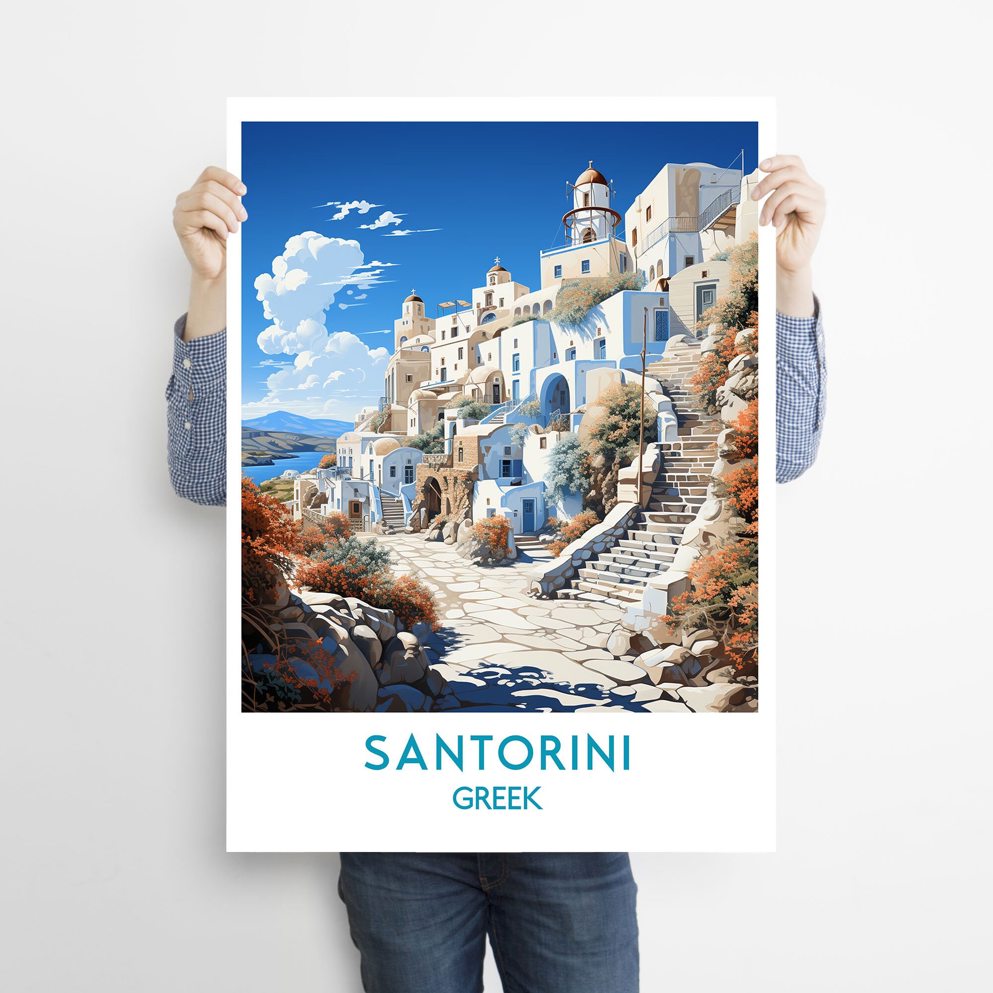 Santorini Travel Print Wall Art Santorini Wall Hanging Home Décor ...