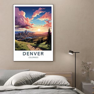 Denver Travel Print Wall Art Denver Wall Hanging Home Décor Denver Gift ...